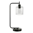 Lighting, 20"H, Table Lamp, Usb Port Included, Black Metal, Glass Shade ...