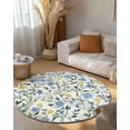 DecorLovee Blue Yellow Floral Spring Round Area Rugs 6ft - Soft Area ...