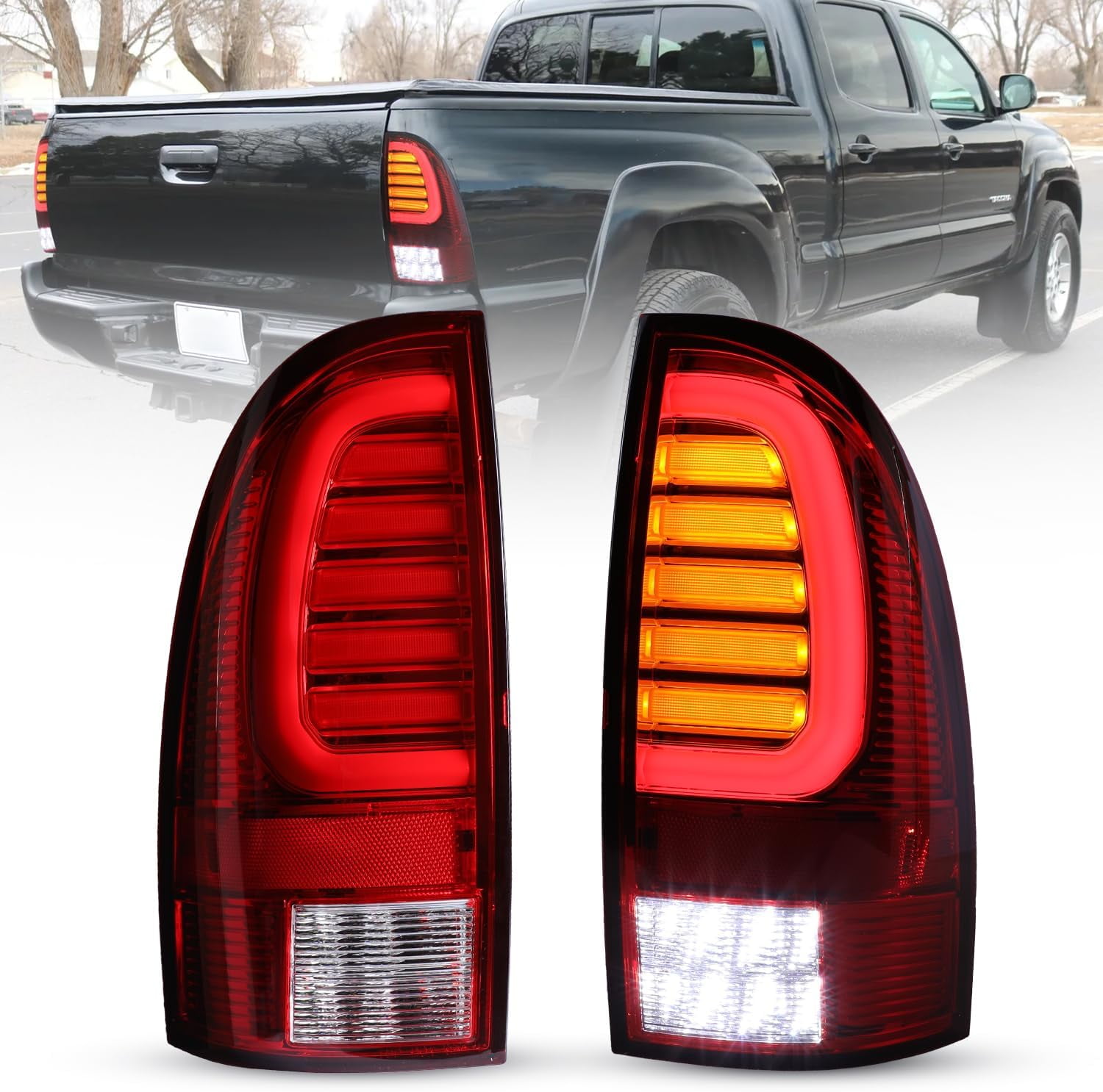 Winjet LED Tail Light Assembly Fit For 2005-2015 Toyota Tacoma,Full Led ...