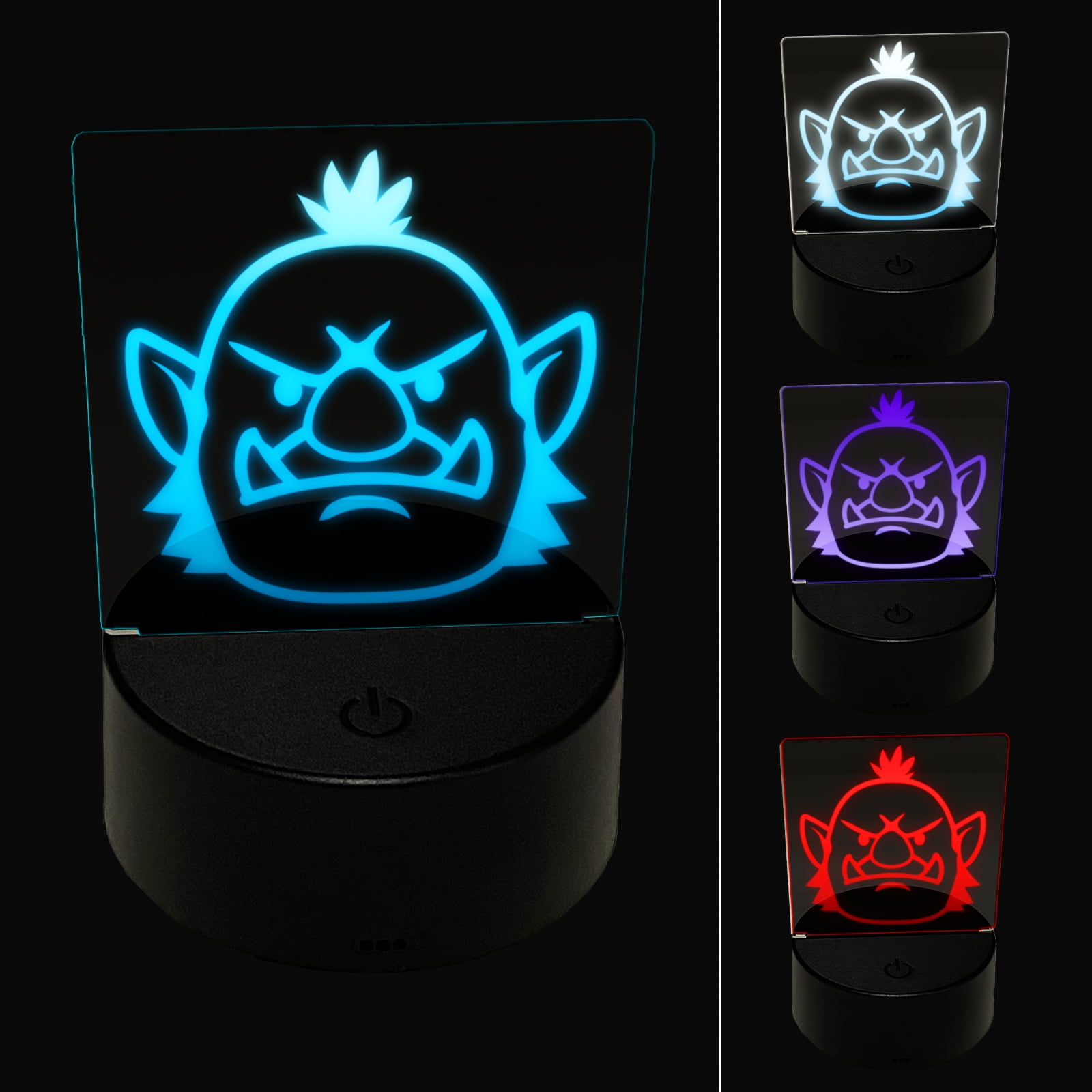 Orc Male Character Face LED Night Light Sign 3D Illusion Desk ...