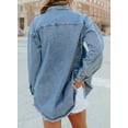 SHEWIN Women's Plus Size Shacket Long Sleeve Oversized Jean Jacket ...