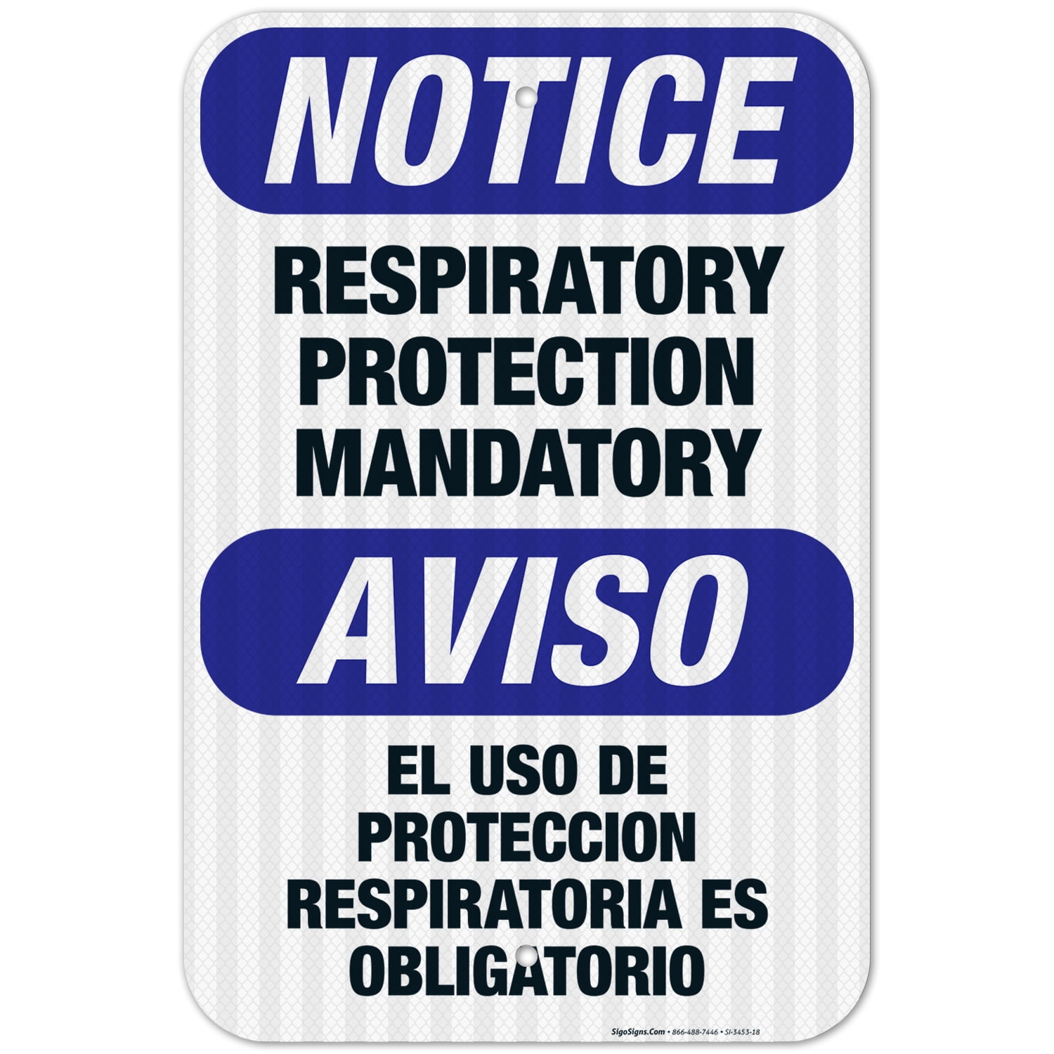 Bilingual Respiratory Protection Mandatory Sign, OSHA Sign, 12x18 ...