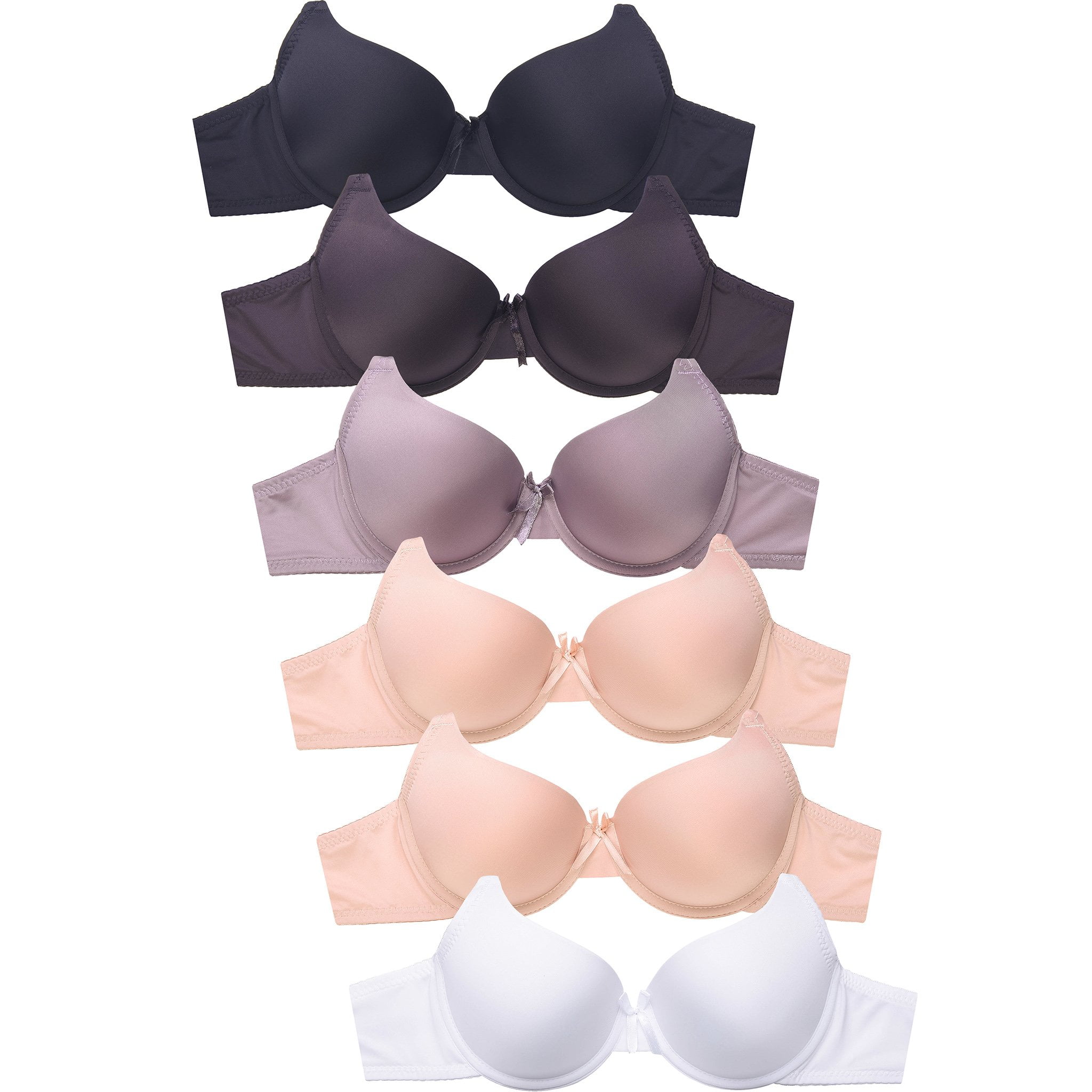 247 Frenzy Women's Essentials Sofra PACK OF 6 Full Coverage Solid Bras ...