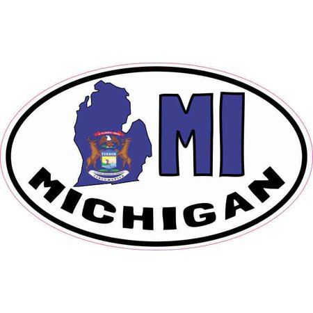 5inx3in Oval MI Michigan Sticker Vinyl Car Truck Bumper Decal Cup ...