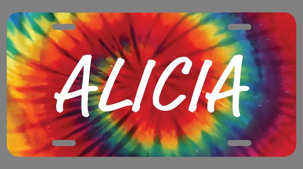 Alicia Name Tie Dye Style License Plate Tag Vanity Novelty Metal | UV ...