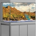 48X18IN, Reptile Habitat Background, Orange Mountain Sky Oasis Cactus ...