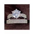 2pcs Sparkling Silver-Tone Alloy & Cubic Zirconia Ring Set For Women ...