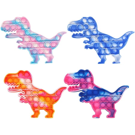 4 Pack Dinosaur Pop Fidget Toys，Push Pop Bubble Dinosaur Fidget Sensory ...