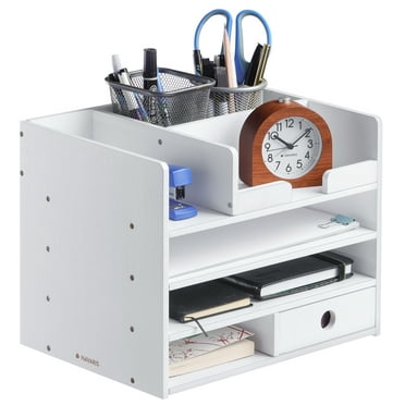 MissionMax Brown Desk Organizer with File Tray and Compartments for ...