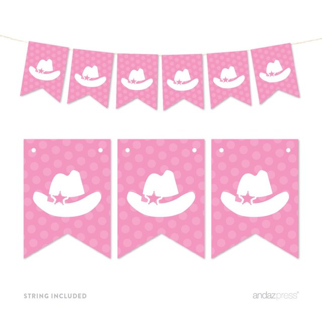 Pink Pennant Party Banner Cowboy Hat - Walmart.com