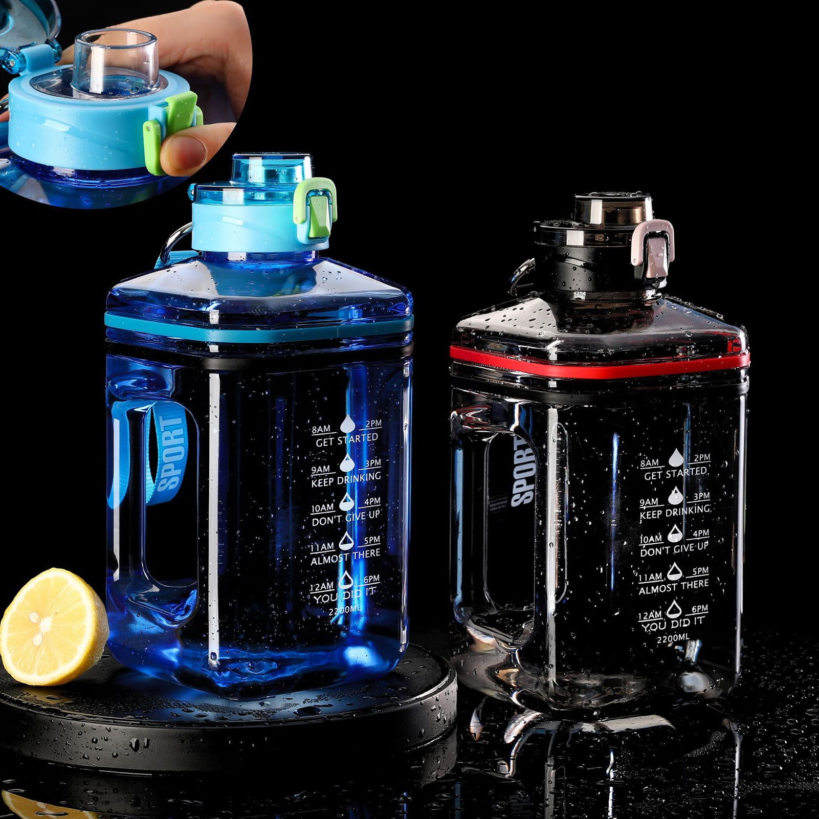 Cheers US 2.2L Water Bottle with Straw Half Gallon Water Jug ...