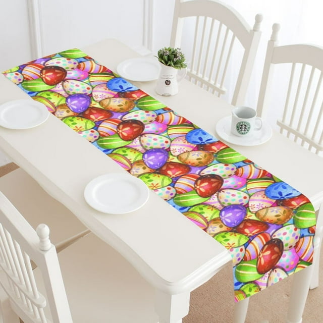MYPOP Happy Easter Table Runner Home Decor 14x72 Inch,Colorful Easter ...