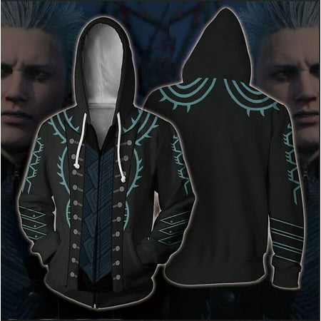 Devil May Cry 5 Vergil Hoodie Sweatshirt Cosplay Jacket Casual Zipper ...