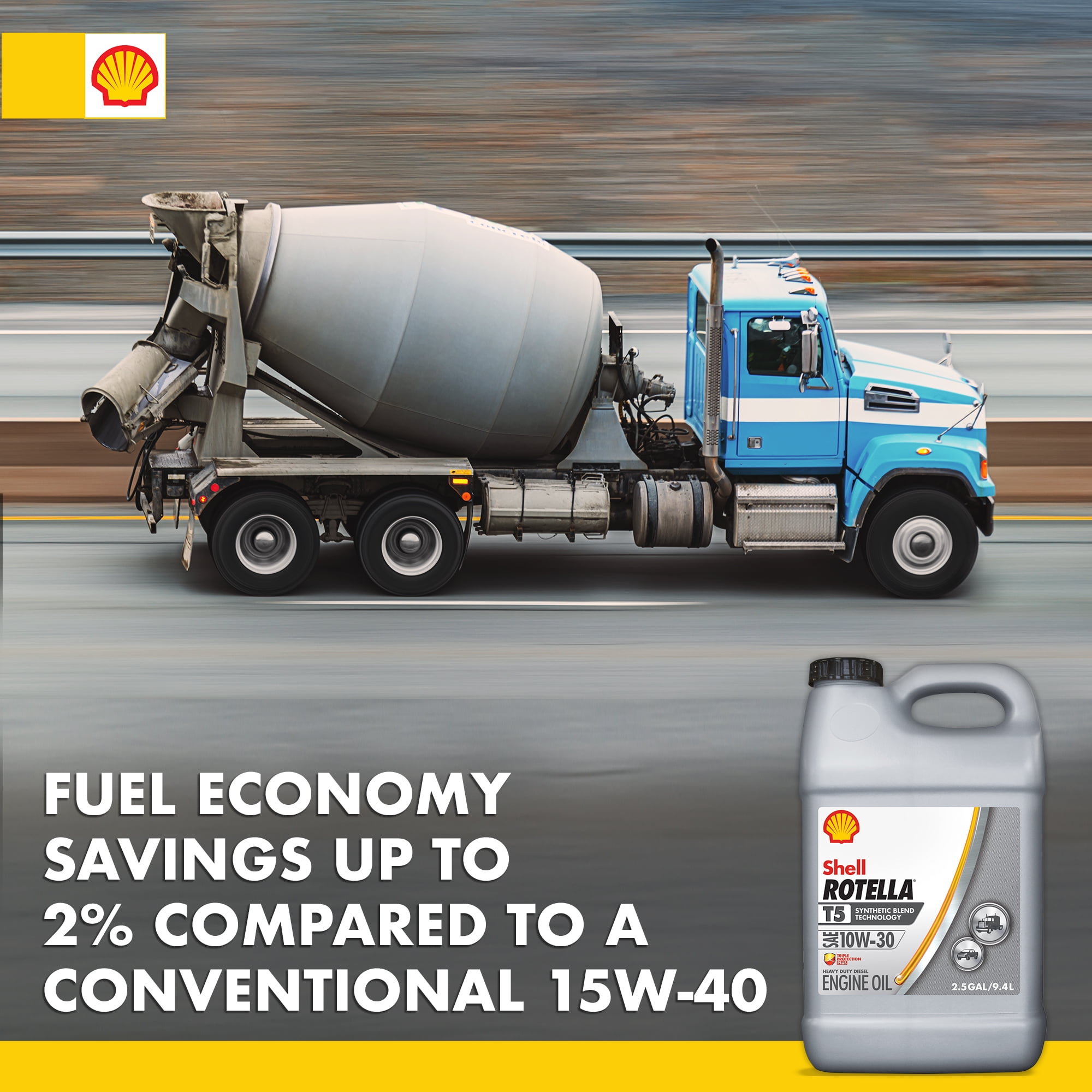 Shell Rotella T5 Synthetic Blend 10W-30 Diesel Engine Oil, 2.5-Gallon ...