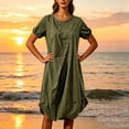Bxsruta Women's Cotton Short Sleeve Crew Neck Loose Fit Button Decor ...