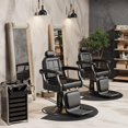 Black Heavy-Duty Barber Chair, Reclining Salon Chair with Adjustable ...