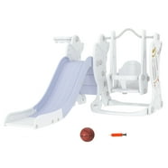Costway 3-in-1 Kids Indoor Slide with Basketball Hoop & Basketball ...