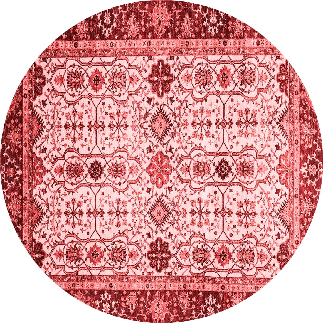 Ahgly Company Indoor Round Abstract Red Modern Area Rugs, 8' Round ...