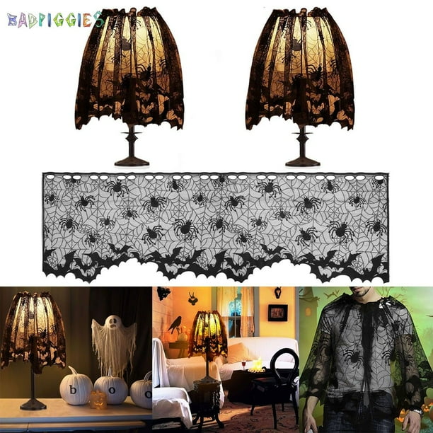 BadPiggies 3PCS Halloween Lamp Shade Covers Decoration, Black Lace ...