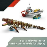 LEGO Jurassic World Brick-Built Mosasaurus Boat Mission Dinosaur Toy ...