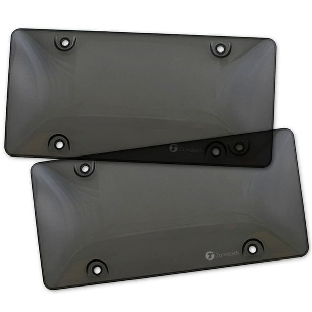 Zone Tech Standard Fit Clear Frame Smoked License Plate Protector Cover ...