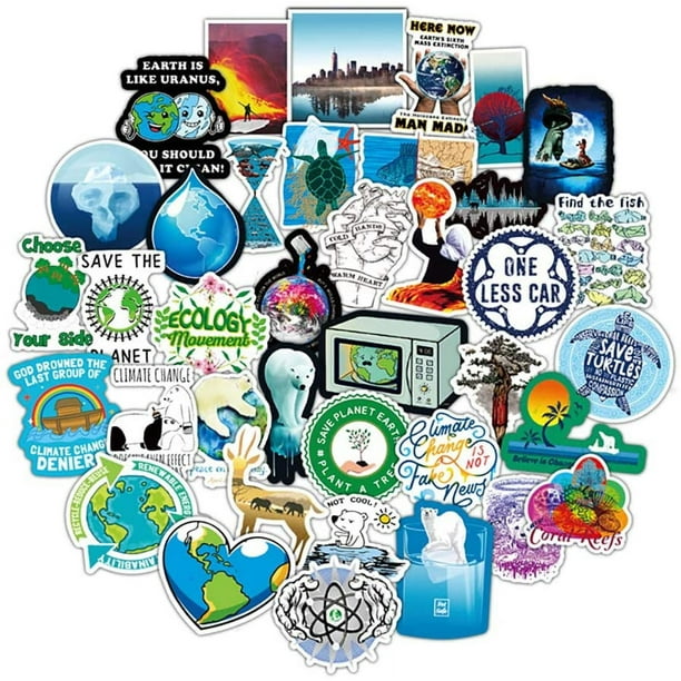 HSHDLDF Water Bottle Global Warming Stickers Laptop Stickers Pack 50 ...