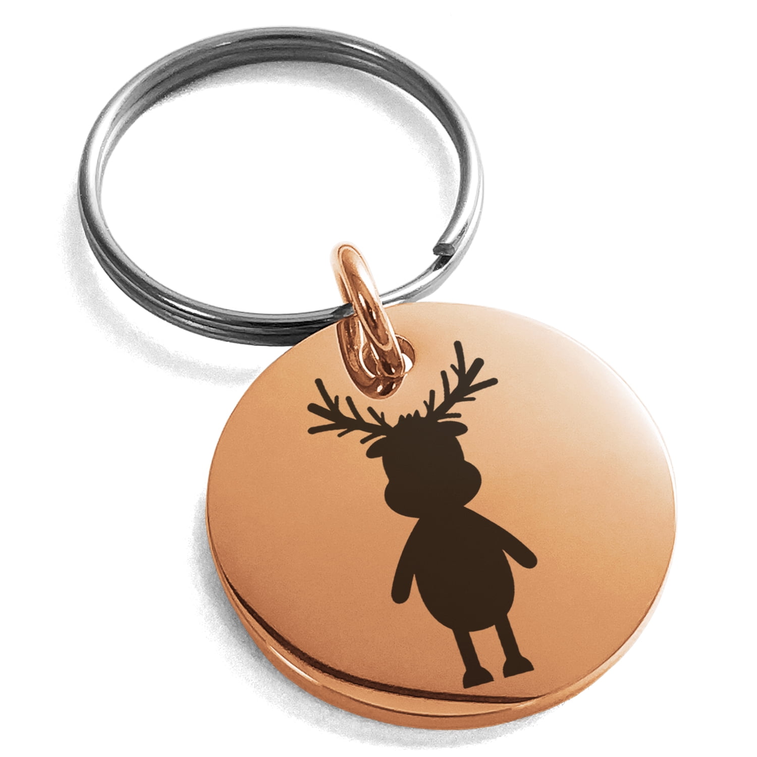 Gold Plated Stainless Steel Rudolph Reindeer Engraved Small Medallion ...