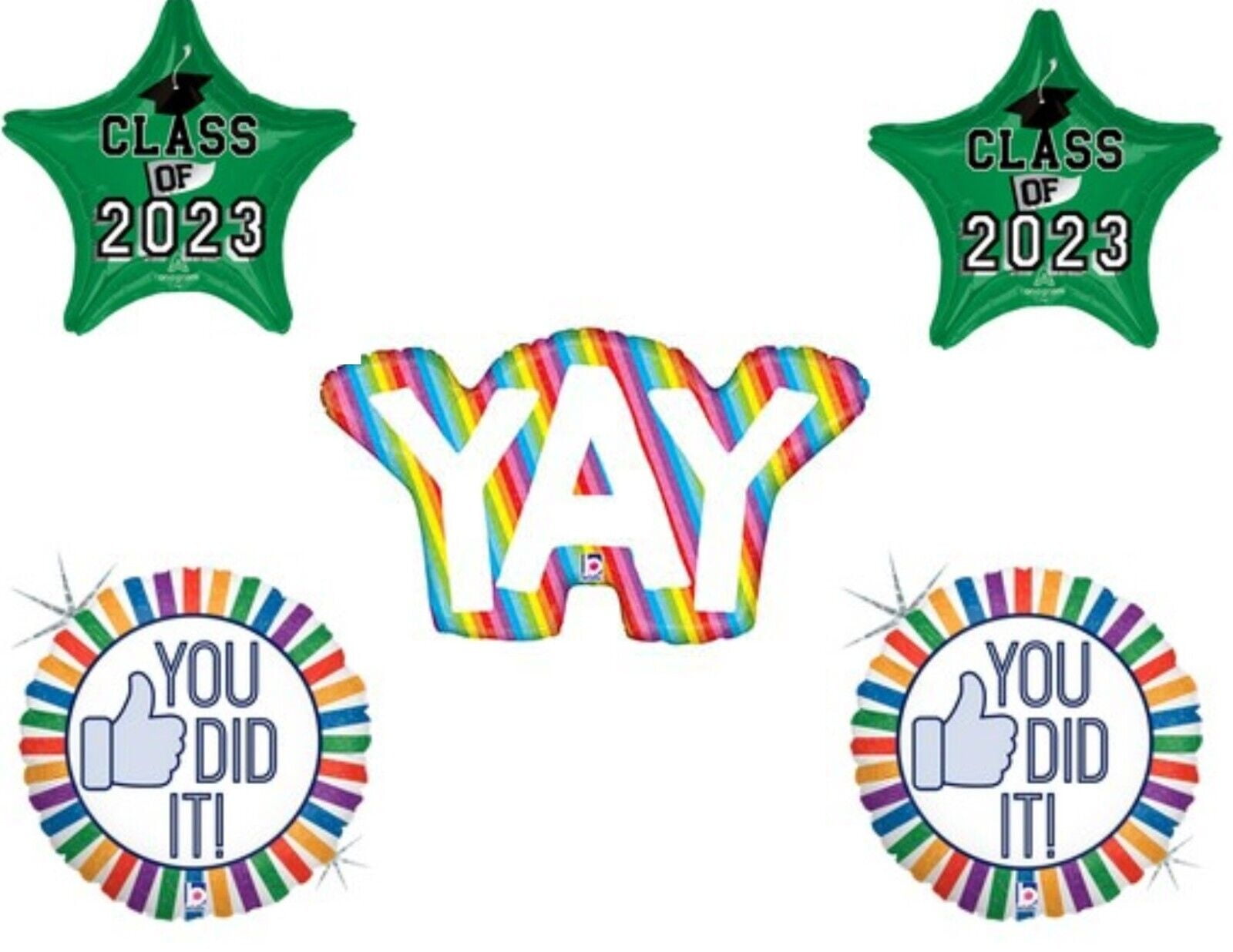 YAY! Class of 2023 Green Stars You Did It Graduation Party Balloons ...