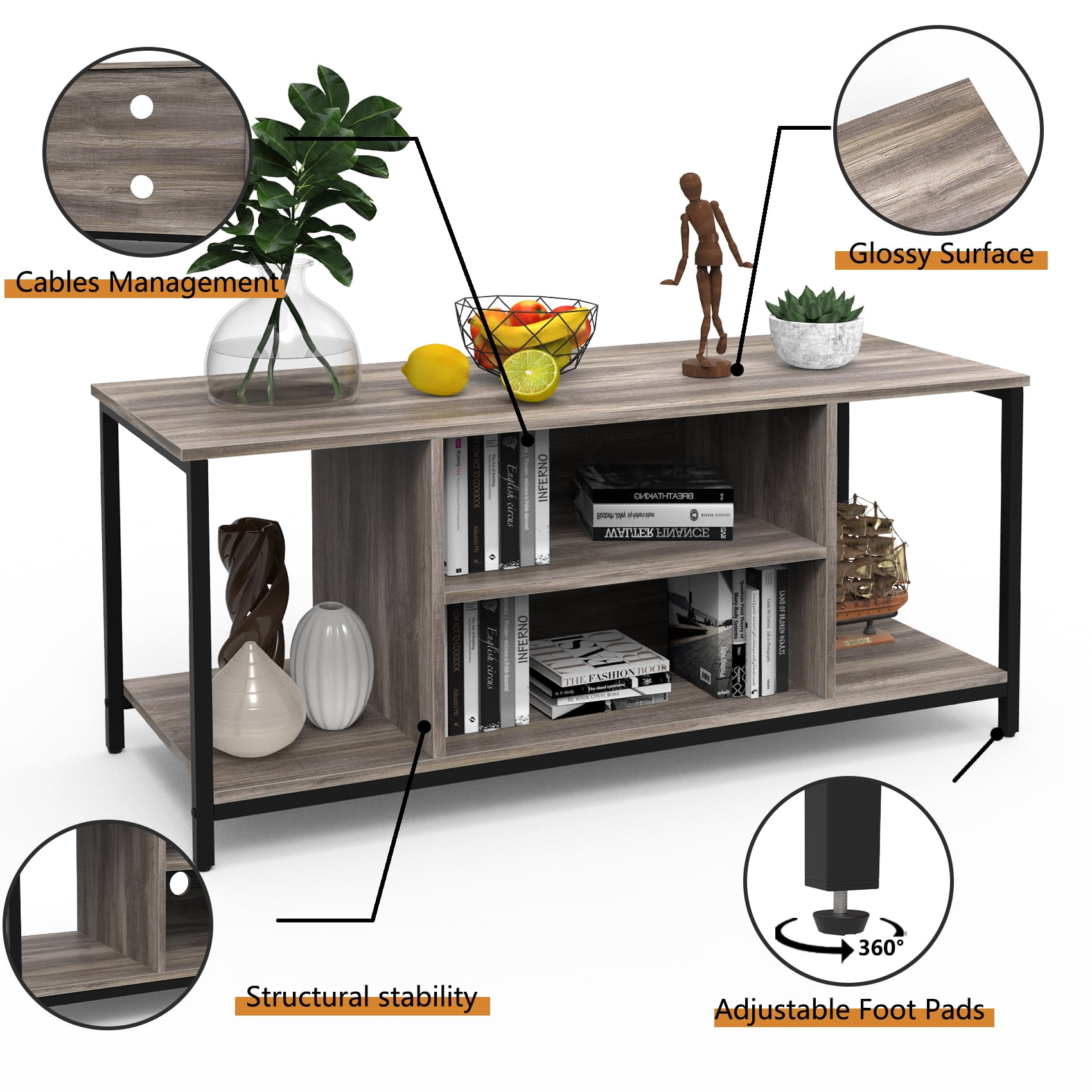 Buy JVSISM 45 inch TV Stand With Storage, Modern Entertainment Center ...
