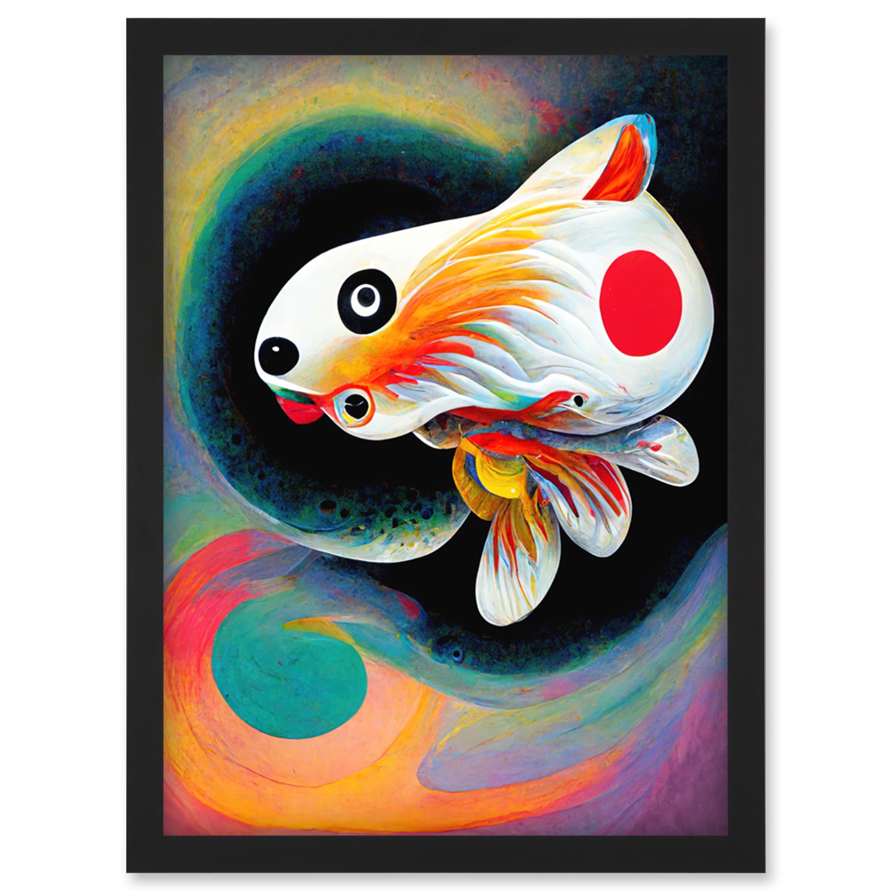 Surreal Japanese Koi Fish Illustration Modern Abstract Artwork Framed ...