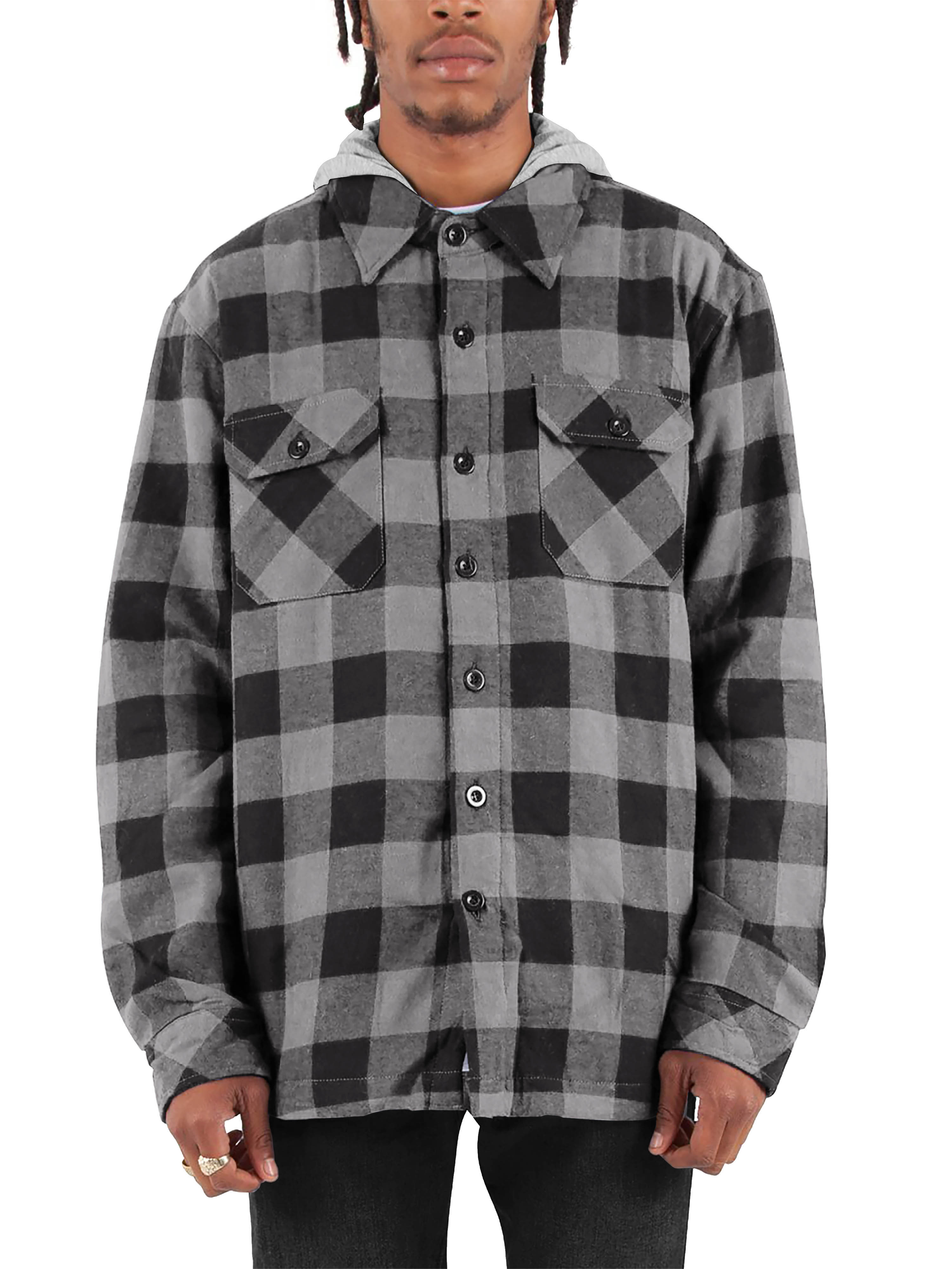 Ma Croix Mens Flannel Hoodie Jackets for Men Long Sleeve Plaid Shirt ...