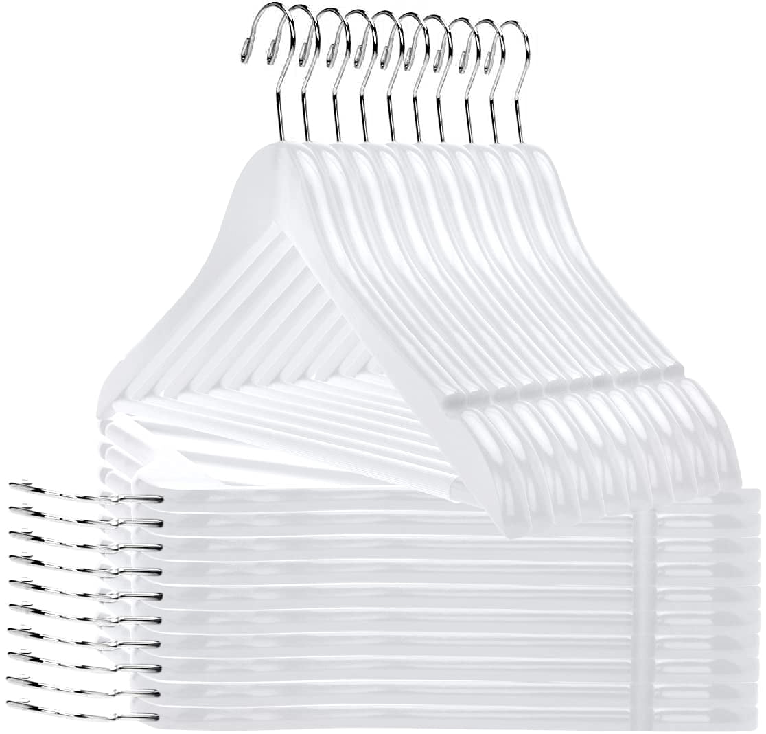 Quality Wooden Suit Hangers with Non Slip Pants Bar, 20 Pack, Smooth ...