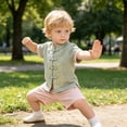 Boys Chinese Traditional Summer Outfits Short Sleeve Mandarin Collared ...