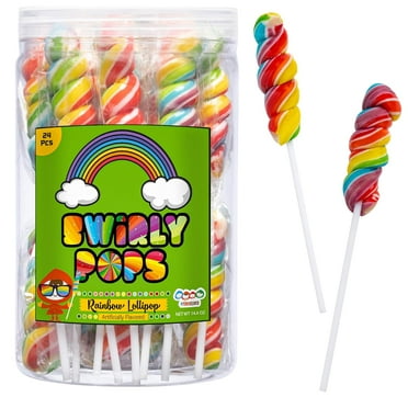 Rainbow Lollipops, 24 Pack, Swirl Lollipops, Individually Wrapped ...