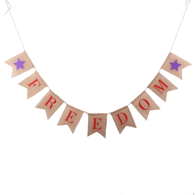 2.8M FREEDOM Burlap Bunting Banners Garland Hanging Decor for ...