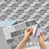 Gray Brick Mosaic Wall Stickers 11.8x5.9" Self Adhesive Vinyl Wallpaper ...