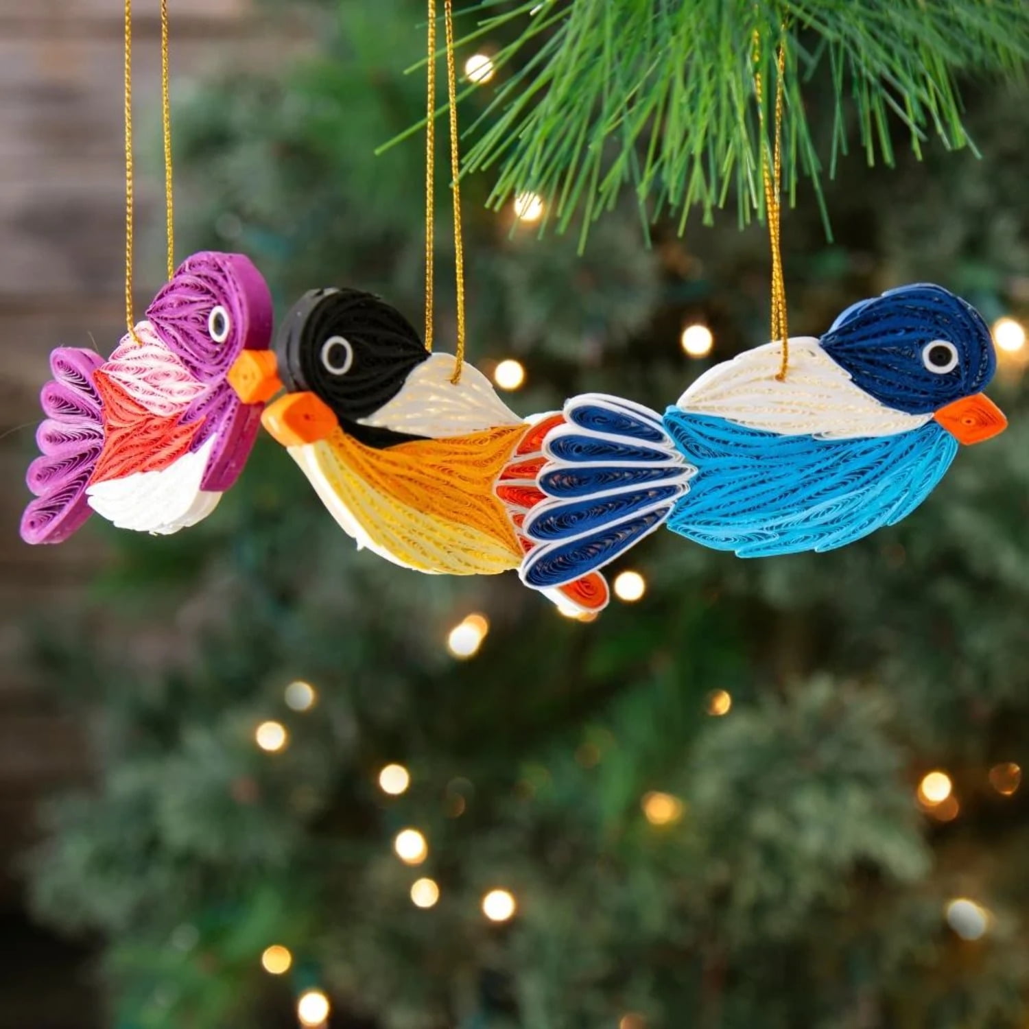 Vietnam Hand Quilled Paper Bird Ornament Set - Walmart.com
