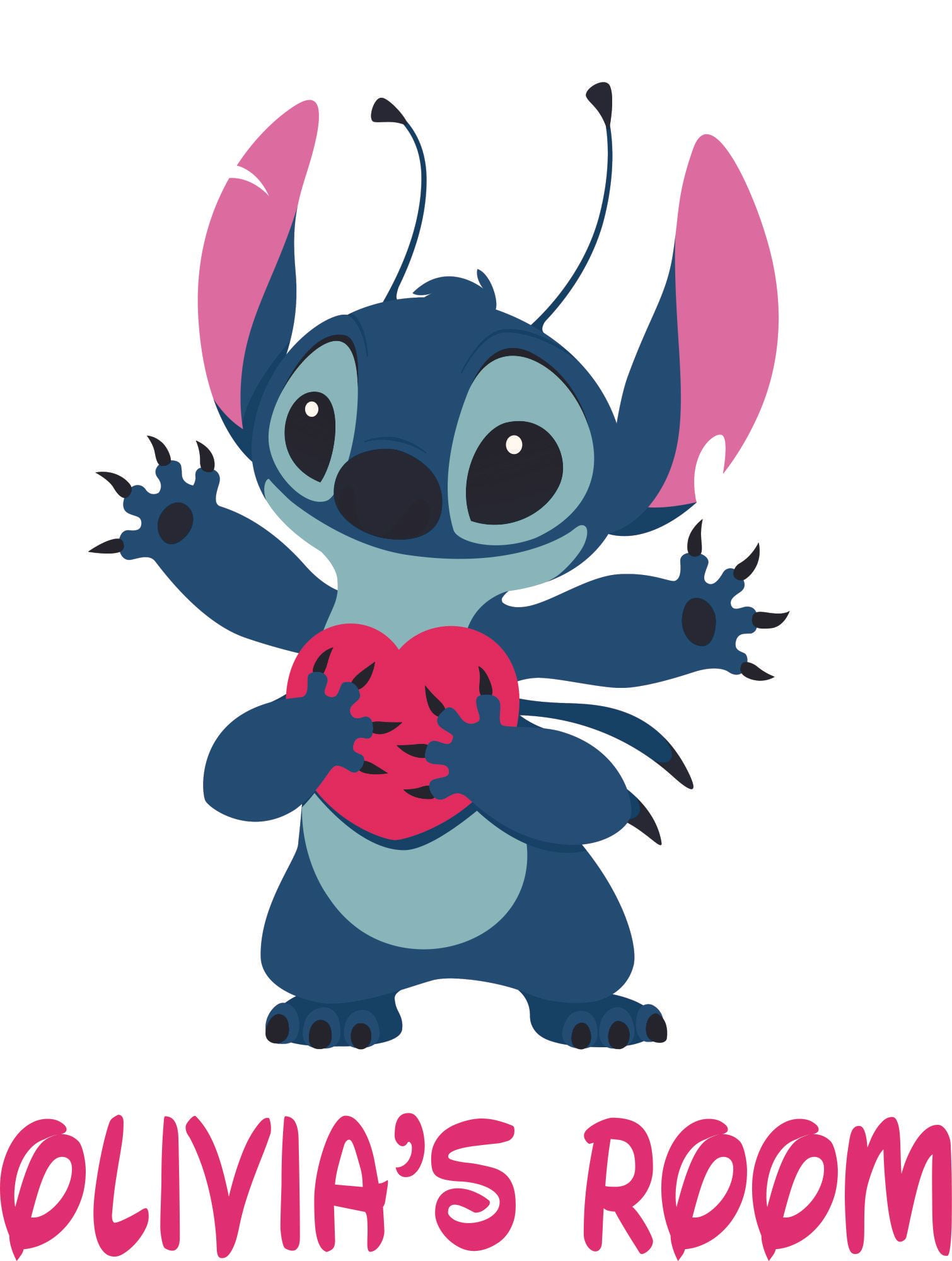 Lilo and Stitch Heart Love Cartoon Customized Wall Decal - Custom Vinyl ...
