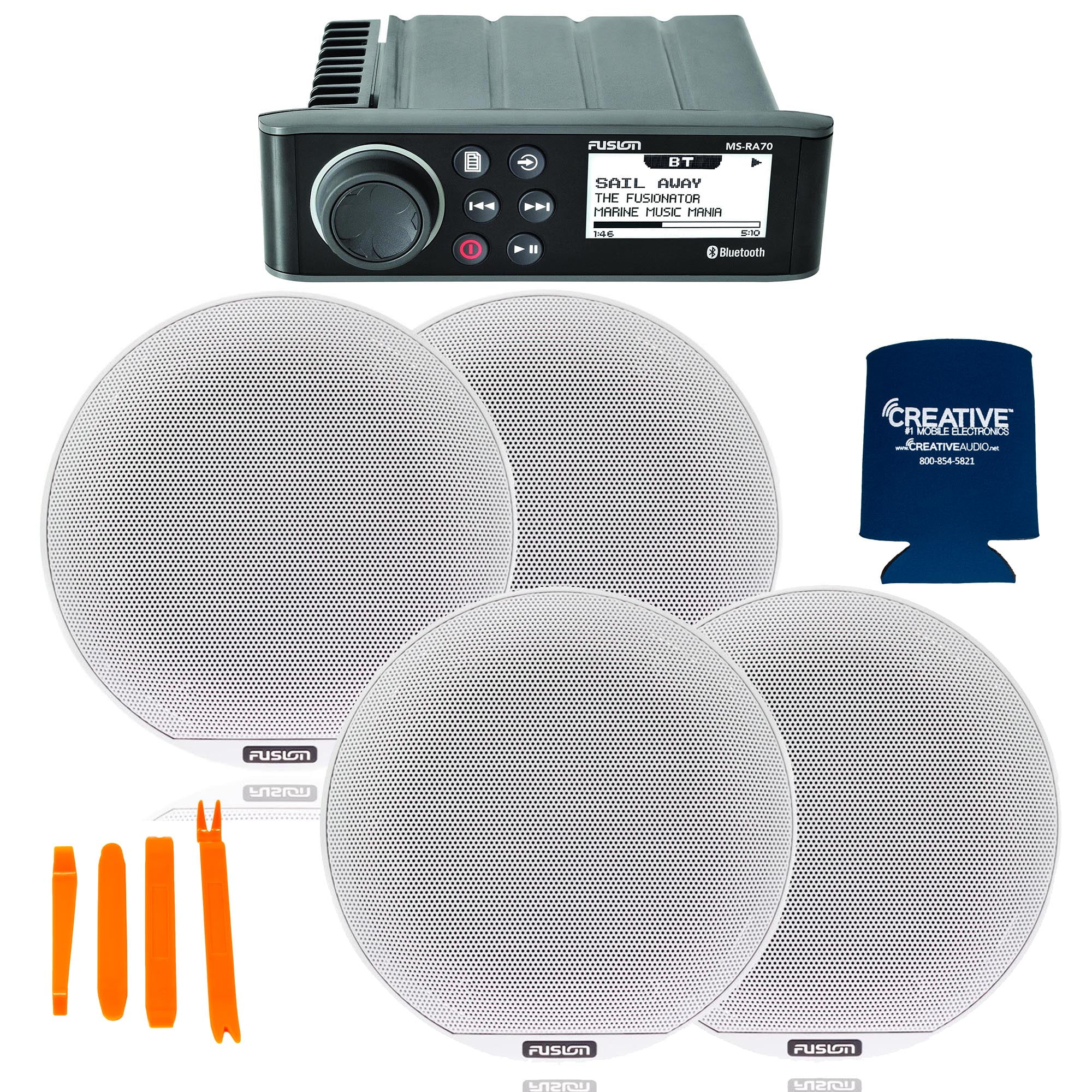 Fusion MS-RA70 Marine Receiver with 2 Pairs of Fusion SG-F652W 6.5 ...