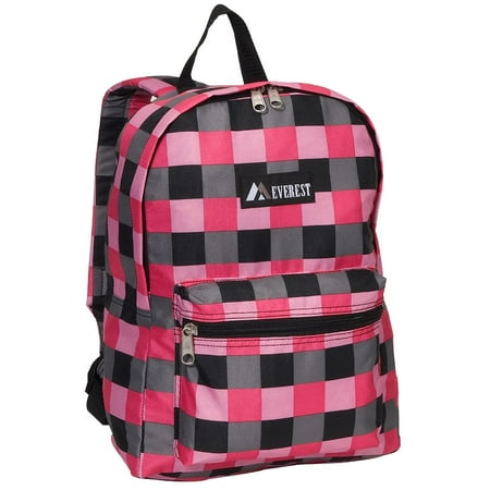 Everest Luggage Multi Pattern Backpack, Pink Bold Plaid, Medium ...
