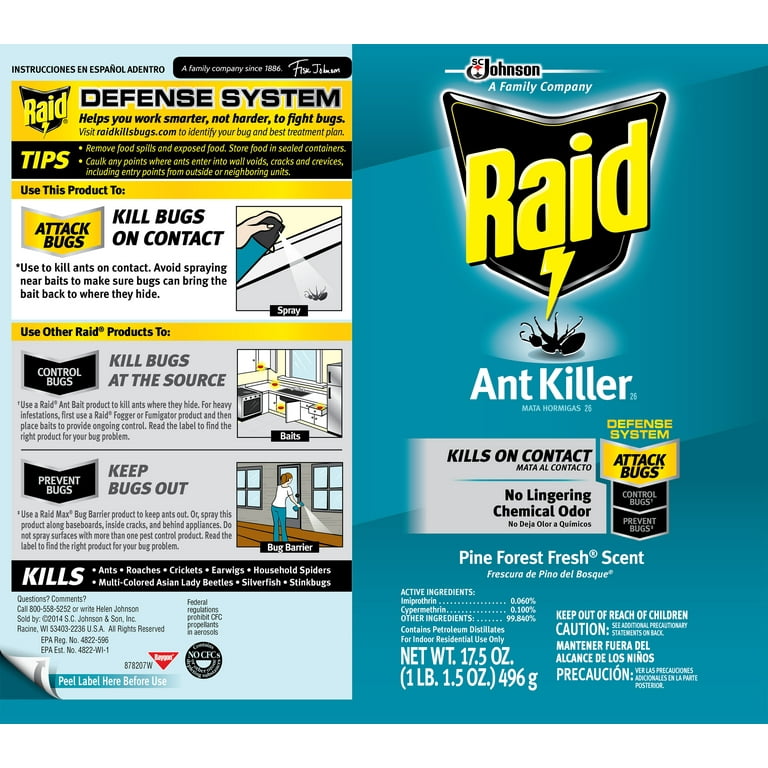 Raid Pesticide Label