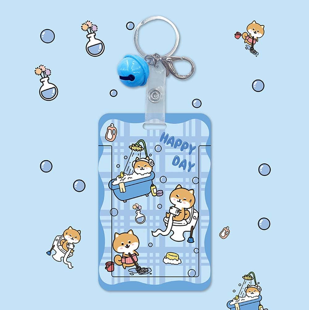 Shiba Inu Cartoon With keychain Name Tags Plastic Shell With rope Work ...