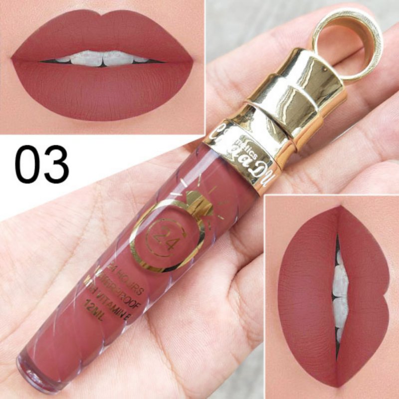 Waterproof Long Lasting Matte+Shimmer Lipstick Mental Beauty Lip Gloss ...