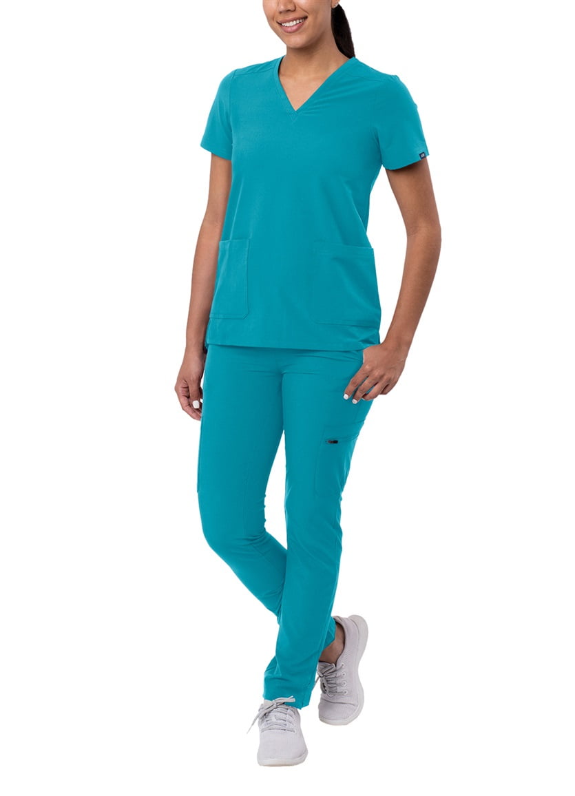 Adar Addition Go-Basic Scrub Set For Women - Slim V-Neck Scrub Top ...