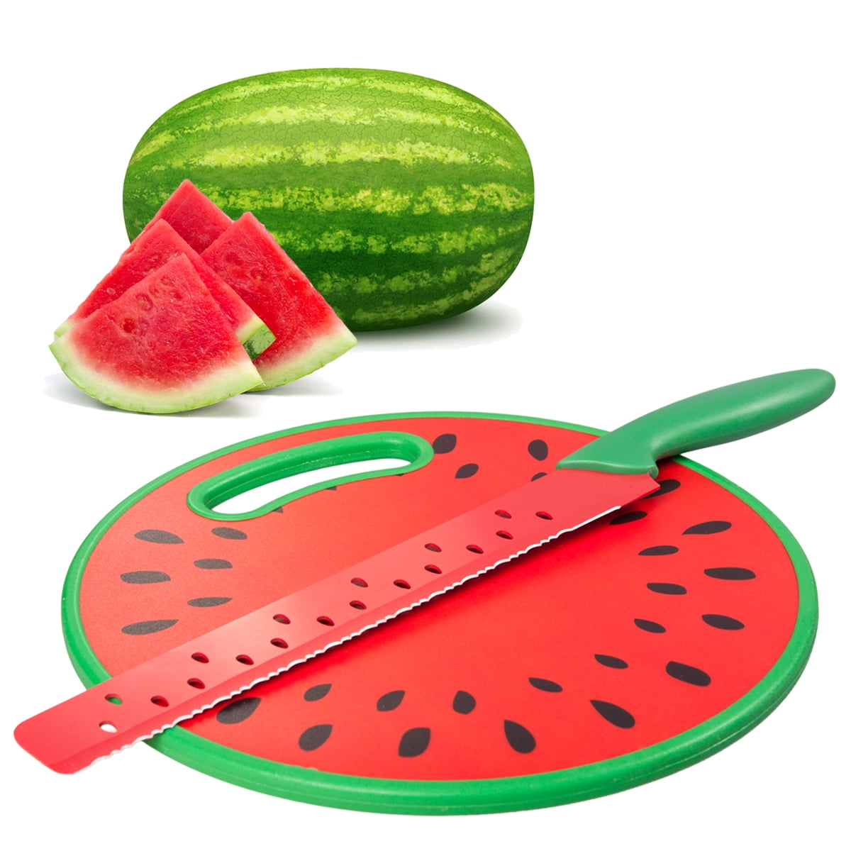 Watermelon Knife Set Cutting Board Sheath 11” Stainless Steel Serrated ...