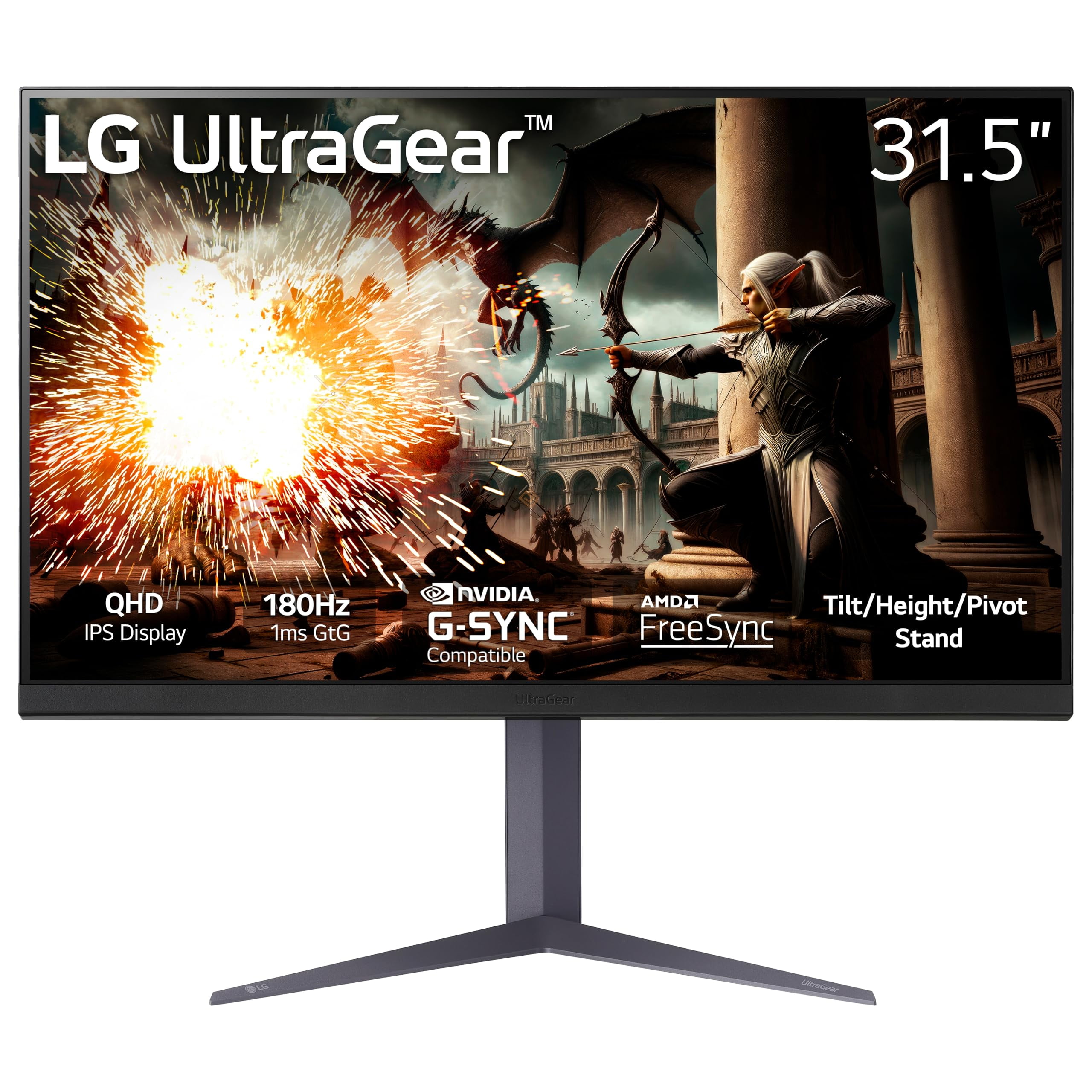 LG 32" Ultragear QHD (2560x1440) Gaming Monitor, 180Hz, 1ms, IPS ...