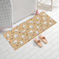 White Cat and Fishbone Beige Pattern Non Slip Microfiber Bathroom Rugs ...