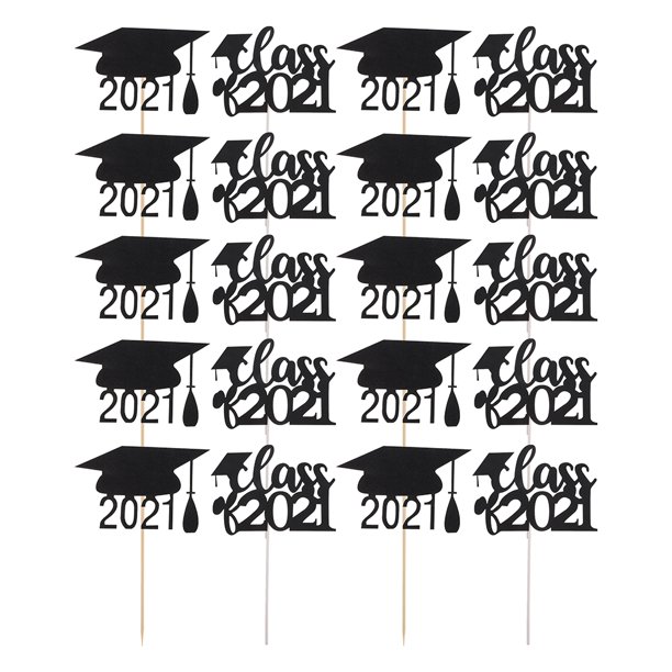 1 Set 20 Pcs 2021 Graduation Cake Toppers Class of 2021 Cake Picks ...