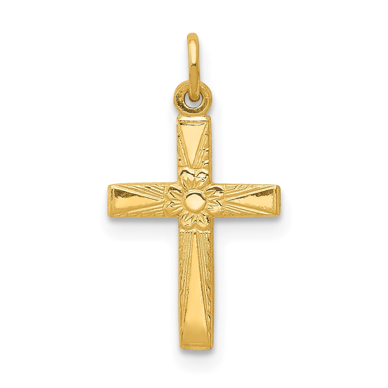 Click here for Saris And Things 14k Yellow Gold Floral Cross Char... prices