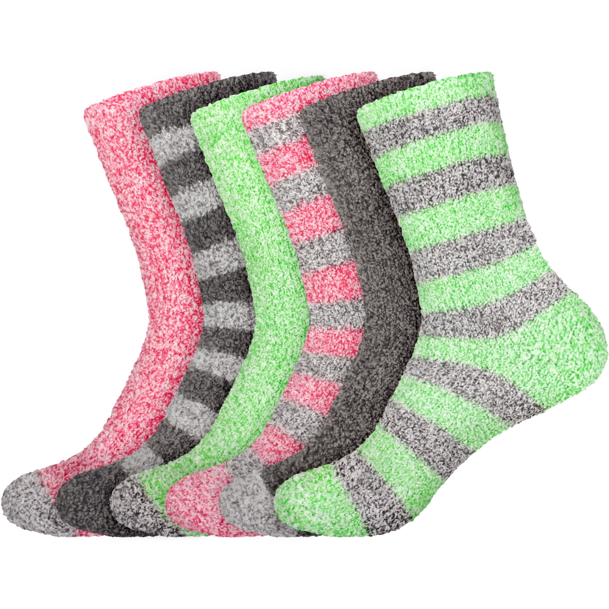 BambooMN Women's Soft Fuzzy Warm Cozy Comfy Fuzzy Plush Cute Striped ...